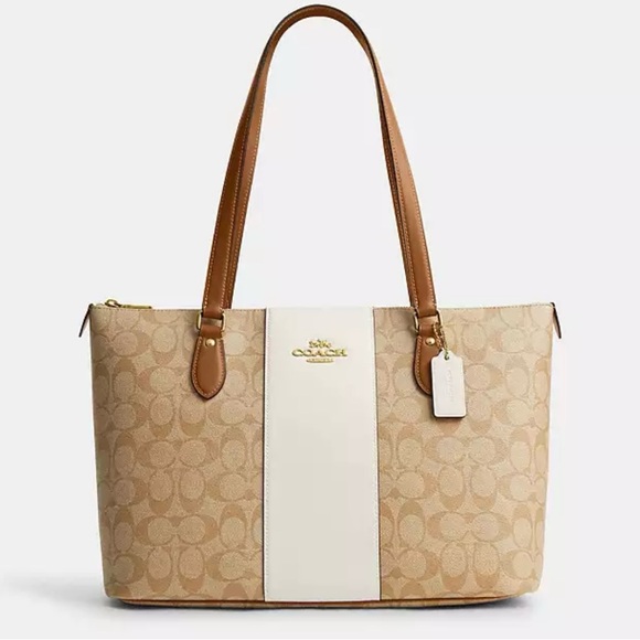 Coach | Bags | Nwot Coach Gallery Tote Signature Canvas Leather With ...